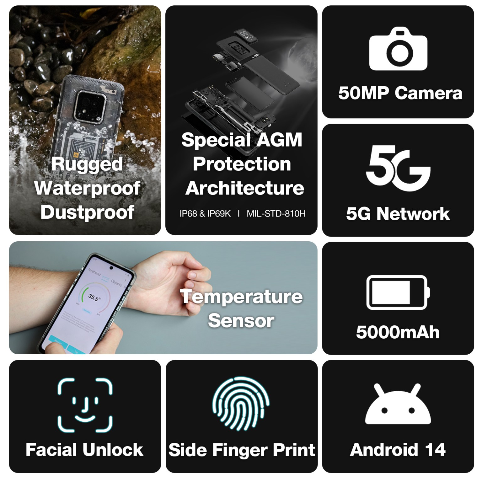 AGM X6 Phantom | Transparent Appearance | Stylish | Octa-Core 5G Rugged ...